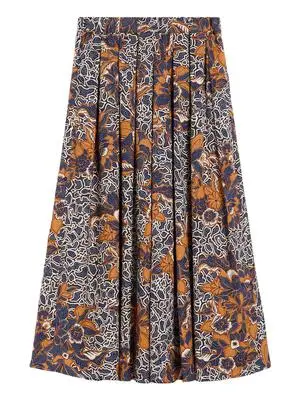 MAX MARA Weekend Max Mara Floral Print Midi Cotton Skirt