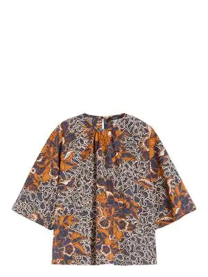 Max Mara Printed Cotton Poplin Shirt - Multicolor