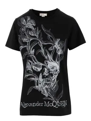 Alexander McQueen Floral Skull Print T-shirt - Black