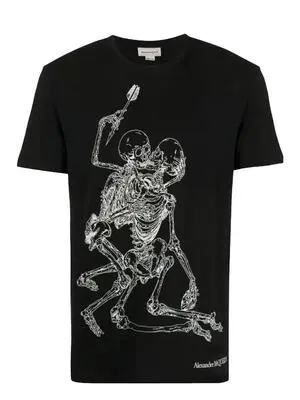 Alexander McQueen Lovers Skeleton Print T-shirt - Black