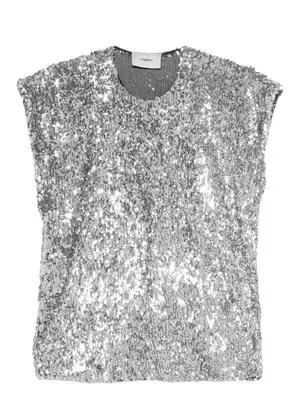 Coperni Sequined Crewneck Short-sleeve Top - Silver