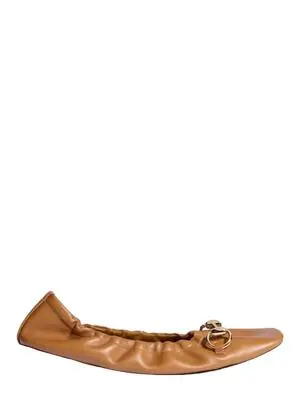 Gucci Horsebit Detailed Ballet Flats - Medium Brown