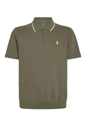 Polo Ralph Lauren Stretch-cotton Zip-up Polo Shirt - Green