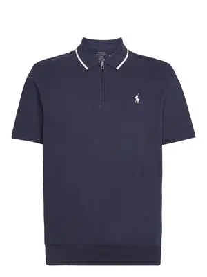 Polo Ralph Lauren Stretch-cotton Zip-up Polo Shirt Navy