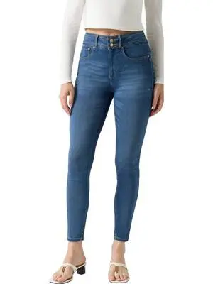 Guess Shape Up Ankle Skinny Jeans - Blue