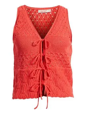Marine Layer Amada Tie Front Sweater Vest - Red