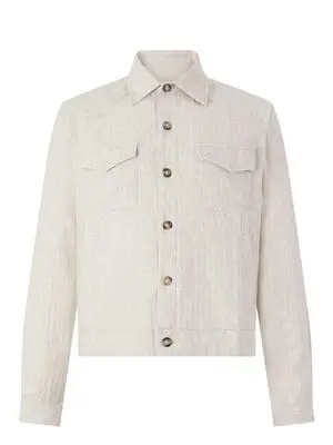 Oliver Peoples Oliver Spencer Witley Striped Cotton And Linen-Blend Jacket Ecru