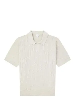 Sunspel Vintage Cotton-mesh Polo Shirt - Neutrals