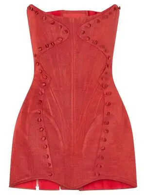 DILARA FINDIKOGLU Corseted Silk-faille Mini Dress - Red