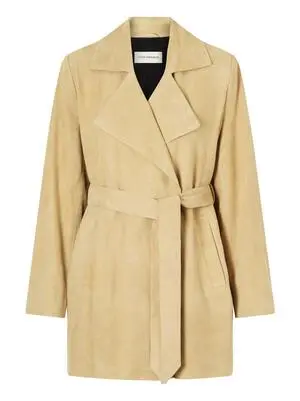 Nour Hammour Belted Suede Jacket - Neutrals