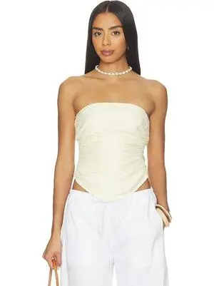 Majorelle Beale Linen Top With Back Tie Detail - Yellow