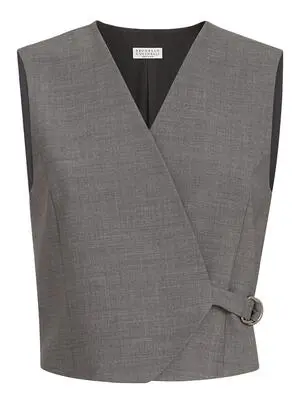 Brunello Cucinelli Tropical Luxury Wool Waistcoat - Grey