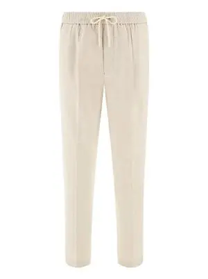 Boggi Milano Tapered Cotton And Linen Trousers - Sand