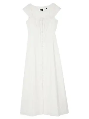 The Kooples Lace Square-neck Cotton Maxi Dress - Ecru