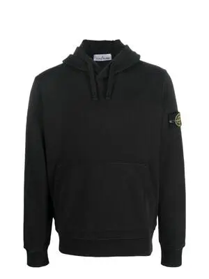 Stone Island Long-sleeved Hooded Sweatshirt - Black