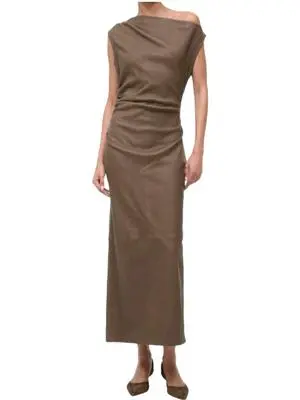 Staud Off-the-shoulder Maxi Dress - Brown