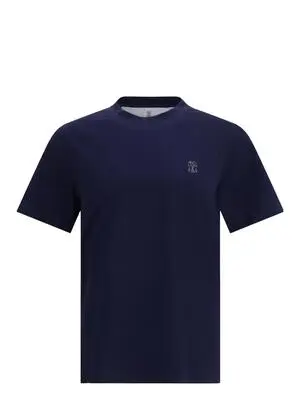 Brunello Cucinelli Logo Printed Crewneck T-shirt - Black