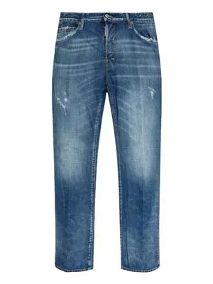 Dsquared2 Logo Patch Distressed Jeans - Blue