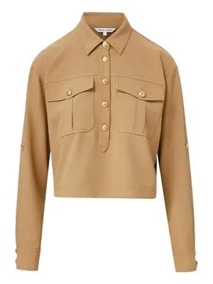 Veronica Beard Long Sleeve Shirt With Classic Collar - Camel