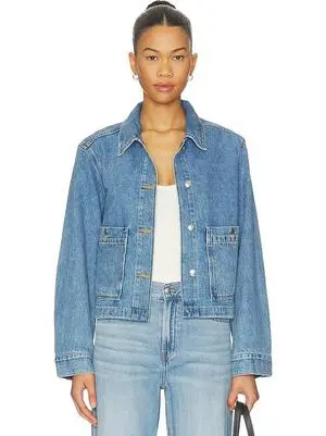 Madewell Chore Cropped Denim Jacket - Blue