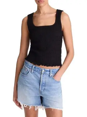 Madewell Madewell Smocked Square Neck Tank Jet Black