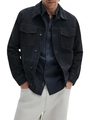 Rag & Bone Suede Trucker Jacket - Navy