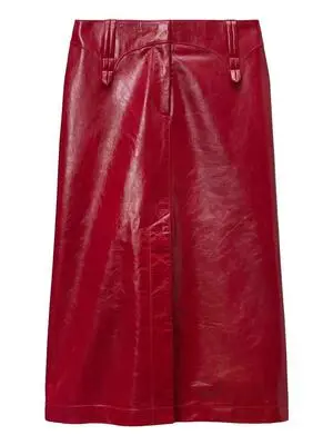 Tory Burch Waxy Napa Leather Skirt - Red