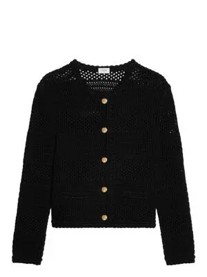 Celine Cotton Crochet Cardigan Jacket - Black