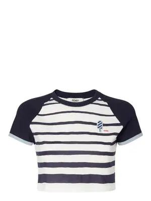 FENDI Fendi Striped Raglan Sleeve T-Shirt