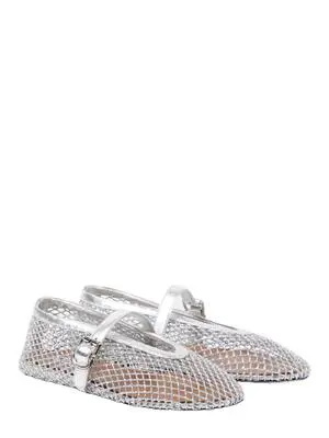 ALAÏA Alaia Metallic Fishnet Mary Jane Flats