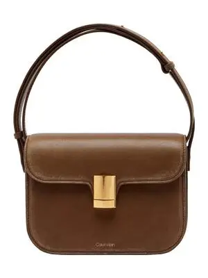 Calvin Klein Tilla Small Leather Shoulder Bag Brown