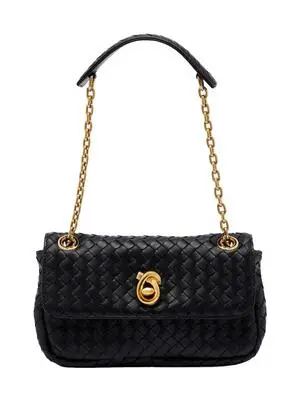 Bottega Veneta Intrecciato Leather Shoulder Bag - Black