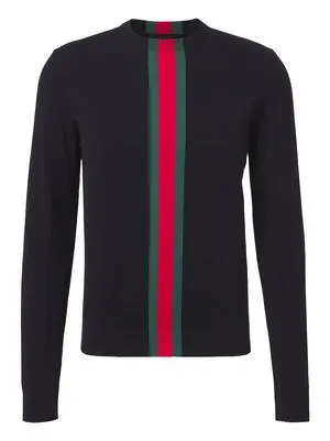 Gucci Web Stripe Cotton Sweater - Blue