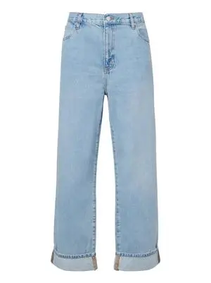 FRAME The Hang Cuff Straight Jeans - Blue