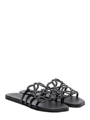 Loewe Anagram Leather Slides Black