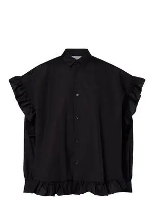 Noir Kei Ninomiya Ruffled Cotton Blouse - Black