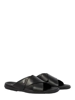 Prada Calf Leather Slingback Sandals - Black