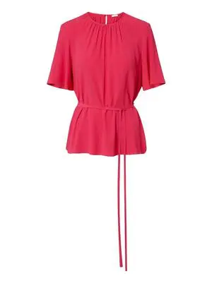 JOSEPH Libby Belted Crepe Blouse - Pink