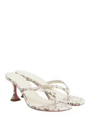 Amina Muaddi Juliette Snake-print Leather Thong Sandals - White