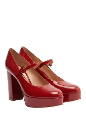 GIANVITO ROSSI Patent Leather Mary Jane Pumps - Red