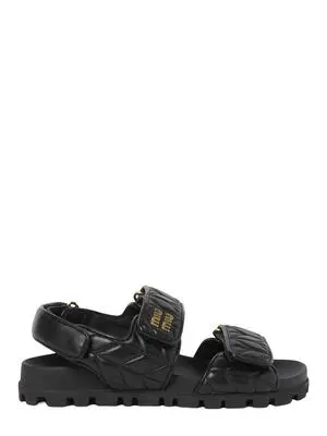 Miu Miu Matelassé Nappa Leather Sandals - Black