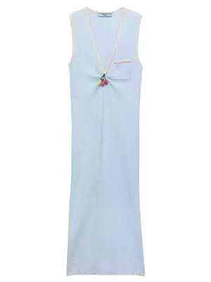 Prada Cotton Bouclé V-neck Dress - Blue