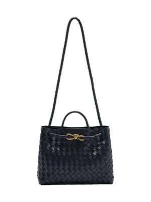 Bottega Veneta Bottega Veneta Andiamo Intrecciato Leather Bag Navy
