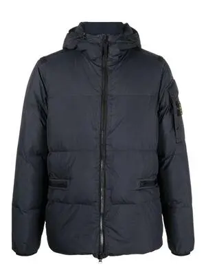 Stone Island Crinkle Reps Down Jacket - Navy