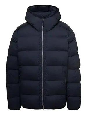 Stone Island Compass Patch Zip-up Puffer Jacket - Navy