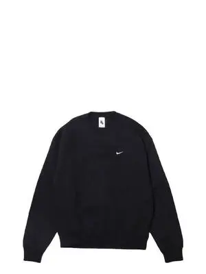 Nike Lab Fleece Crew Solid Color Stay Warm Sports Round Neck Pullover - Black