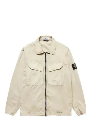 Stone Island Brushed Canvas Zip Overshirt 'cream - Beige