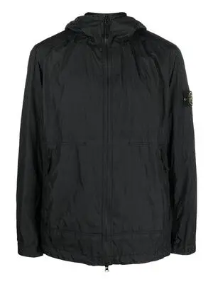 Stone Island Crinkle Reps Light Hooded Jacket - Black