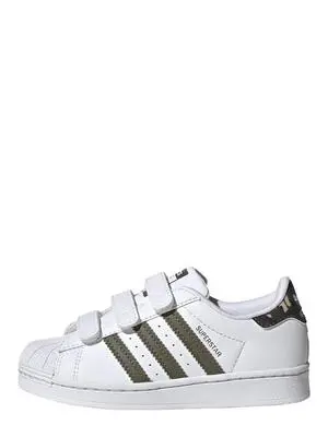 Adidas Superstar Low Top Sneakers With Velcro Fastening - White/green