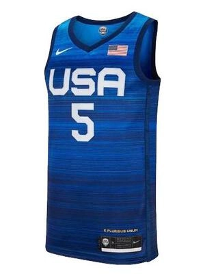 Nike Team Usa Tokyo Olympics Basketball Jersey Zach Lavine 5 - Blue